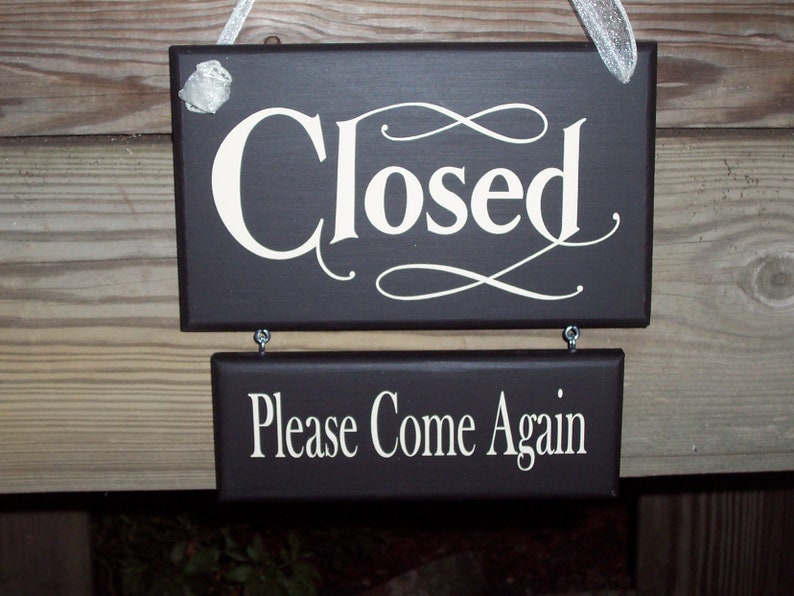 Open Welcome Closed Please Come Again Wood Vinyl Two Tier Sign - Etsy