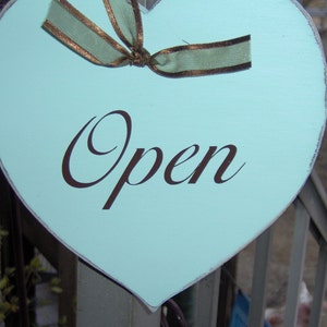 Open Closed Sign for Business Distressed Heart Wood Vinyl Double Sided ...