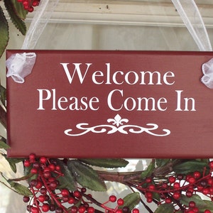 Welcome Sign Please Come in Wood Vinyl Door Signs for Office Supplies ...