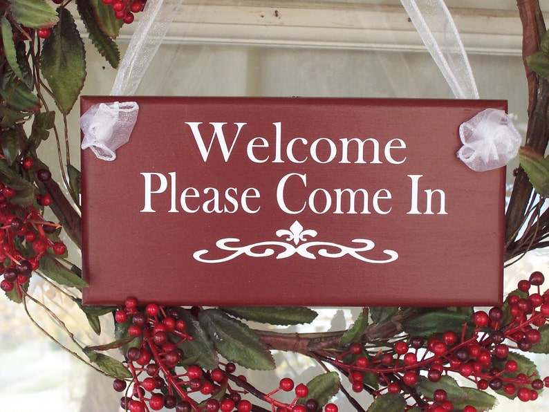 Welcome Sign Please Come in Wood Vinyl Door Signs for Office - Etsy
