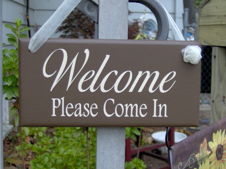 Welcome Please Come in Wood Sign Vinyl Entryway Office Sign - Etsy