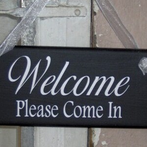 Welcome Sign Please Come in Door Sign Wood Vinyl Signs Welcome Sign for ...