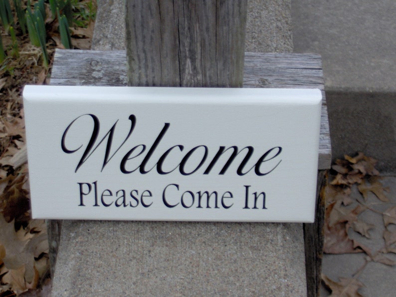 Welcome Please Come in Wood Vinyl Sign Business Office | Etsy