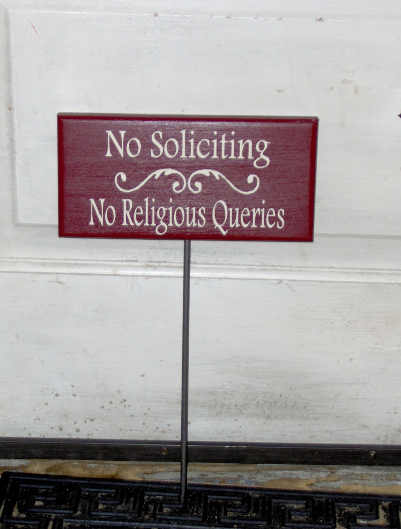 No Soliciting No Religious Queries Wood Vinyl Rod Stake Sign | Etsy