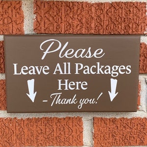 Please Leave Packages Here With Arrows Sign for Front Door or Back ...
