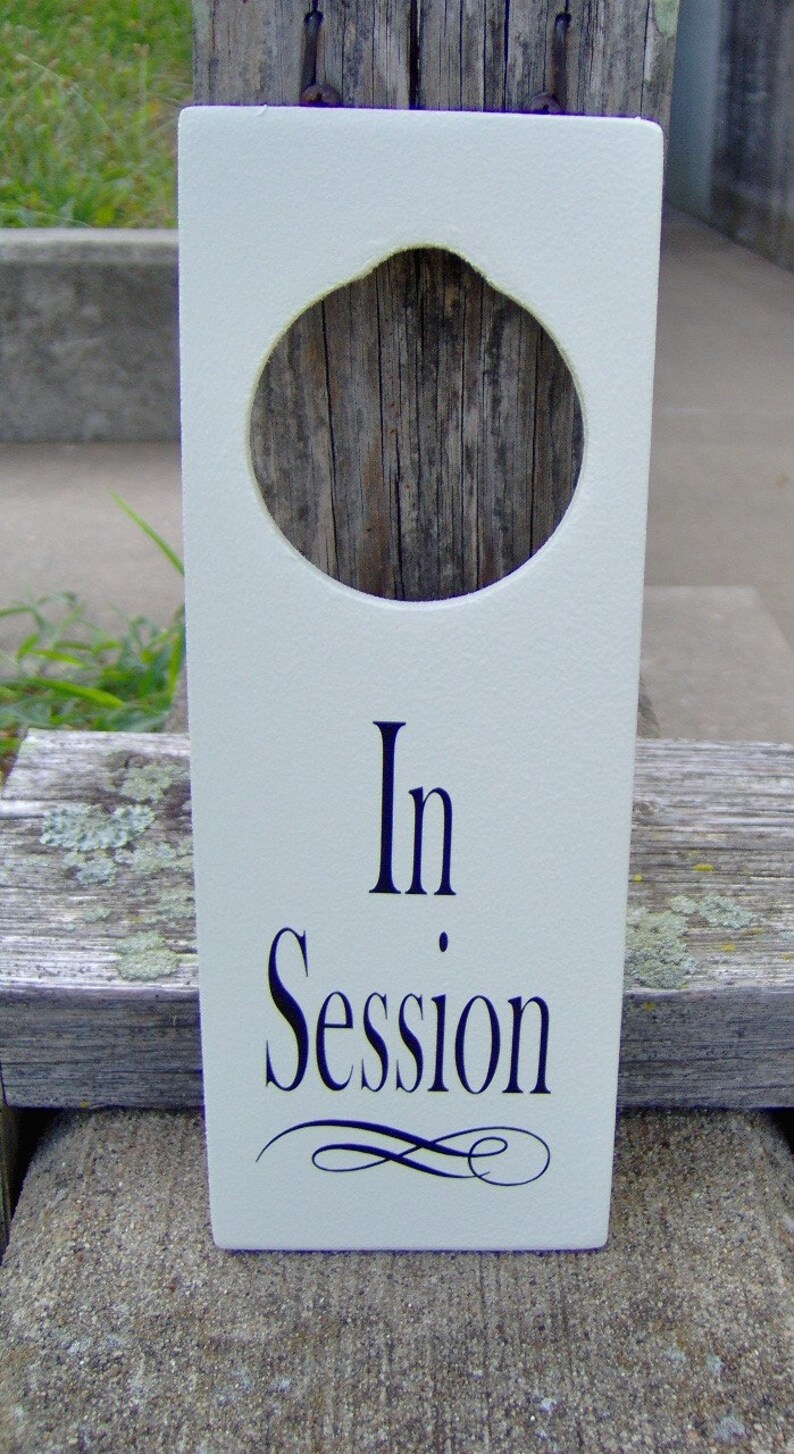 Door Knob Hanger Sign in Session Wood Vinyl Sign Door Knob - Etsy