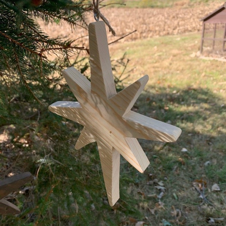 Star Wooden Tree Natural Wood Ornament Handmade Christmas Gift | Etsy