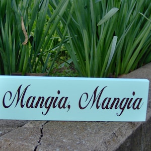 Mangia Mangia Wood Vinyl Sign Italian Tuscan Kitchen Eat Decor Wooden ...