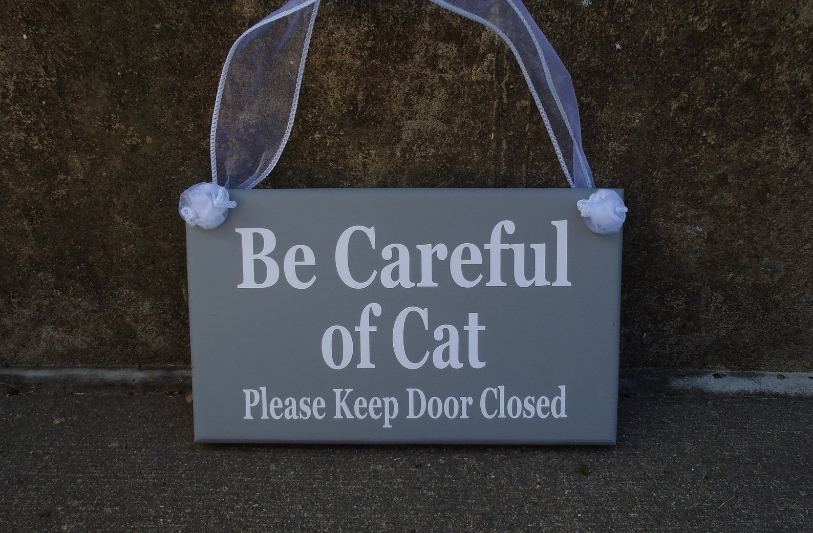Cat Sign Be Careful Please Keep Door Closed Wood Vinyl Sign - Etsy Sweden