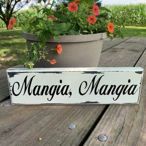 Mangia Mangia Wood Vinyl Sign Eat Eat Italian Signage Kitchen Dining ...