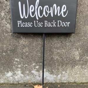 Wood Signs for Outdoor House Sign Welcome Please Use Door Stake Signs ...