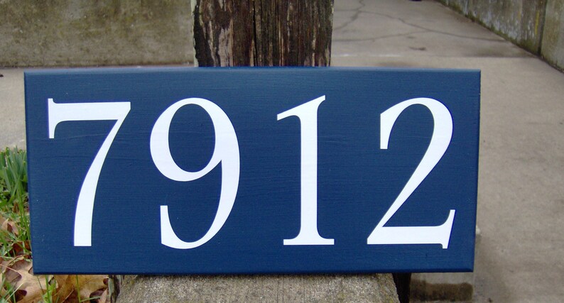 House Number Sign Wood Vinyl Sign Navy Blue Street Signs Wall - Etsy