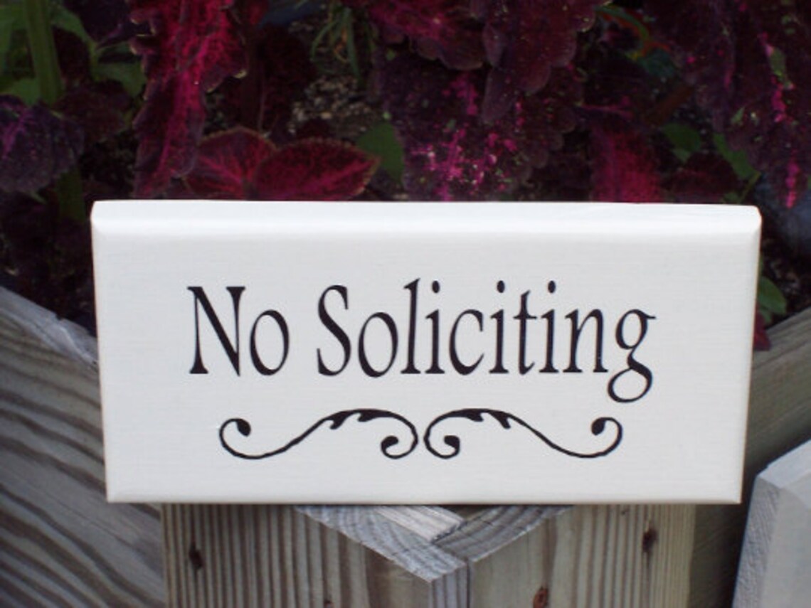 No Soliciting Wooden Vinyl Sign For Front Door Or Wall Outdoor | Etsy