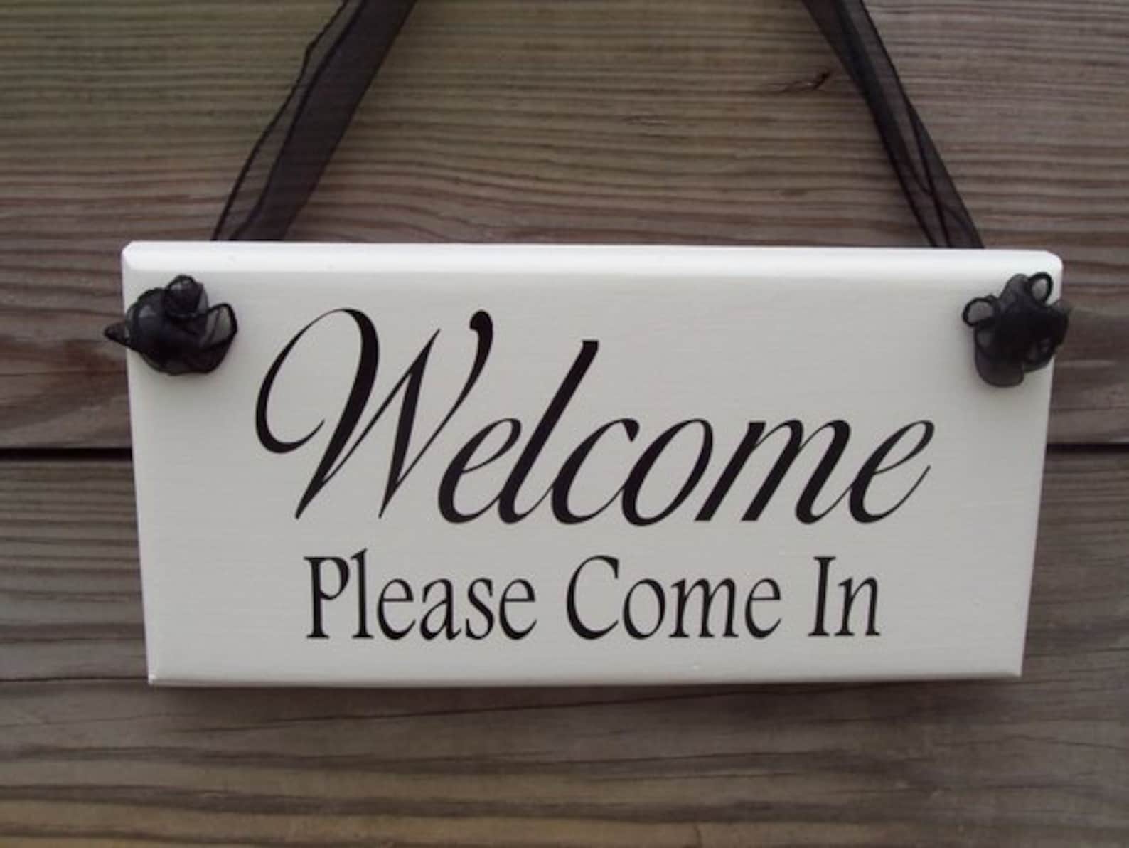 Welcome Please Come in Wood Sign Vinyl Entryway Office Sign - Etsy