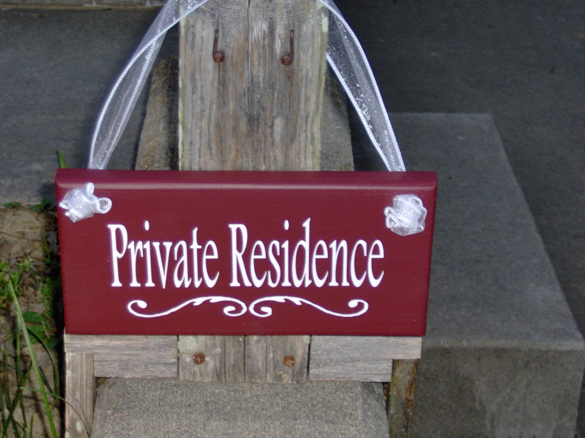 Private Residence Wood Vinyl Sign Door Hanger Porch Sign | Etsy