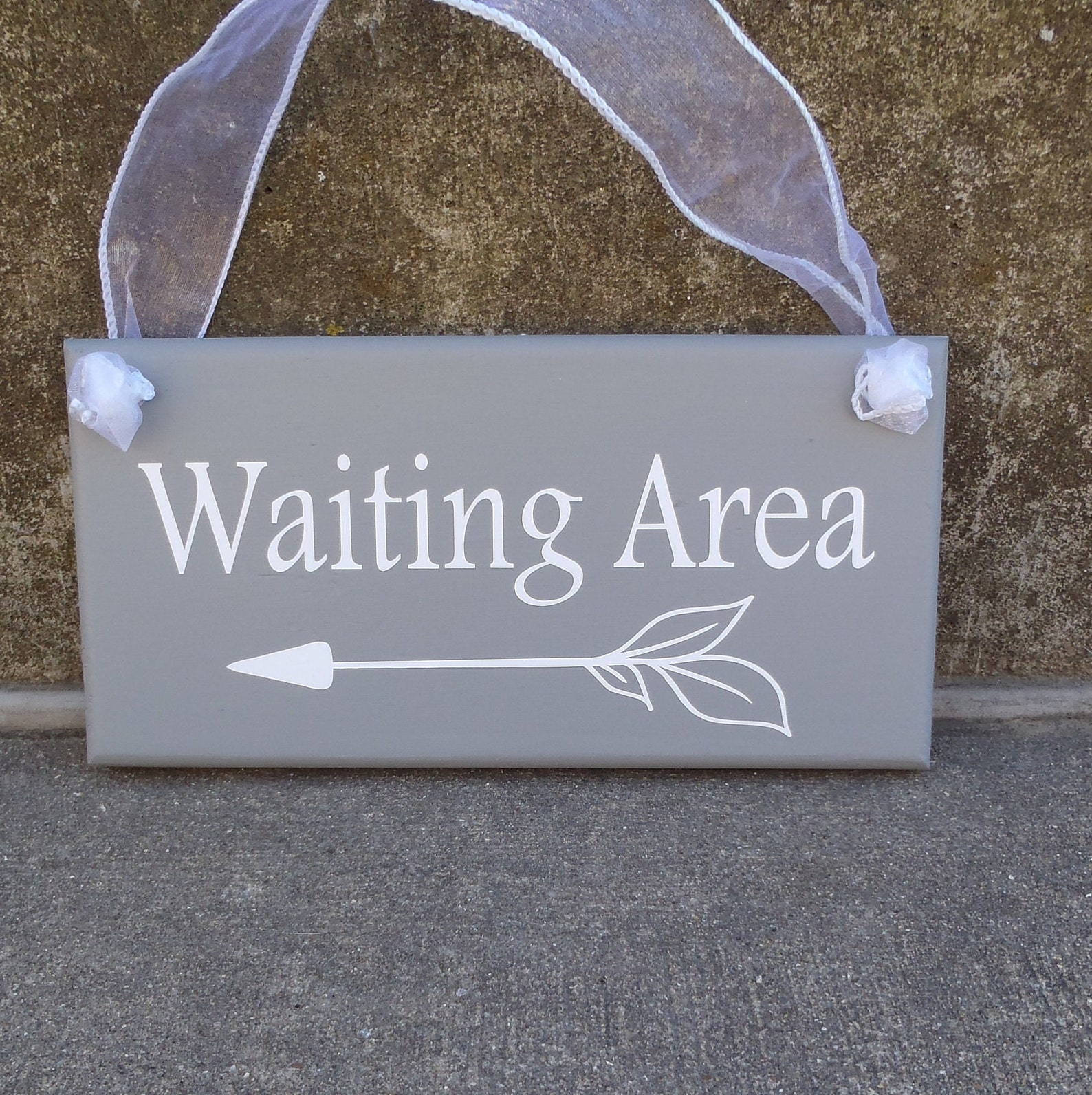 Waiting Area Sign Directional Arrow Wood Vinyl Sign Everyday - Etsy