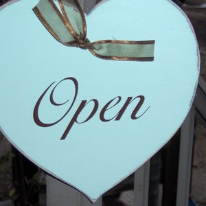 Open Closed Sign for Business Distressed Heart Wood Vinyl Double Sided ...