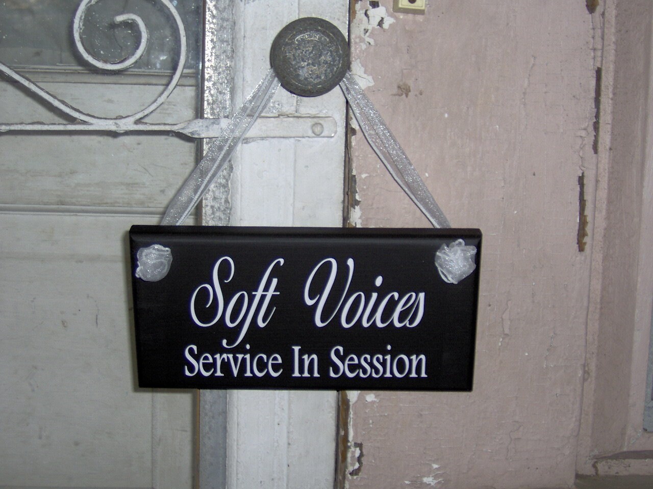 Soft Voices Service In Session Wood Vinyl Sign Modern Everyday | Etsy