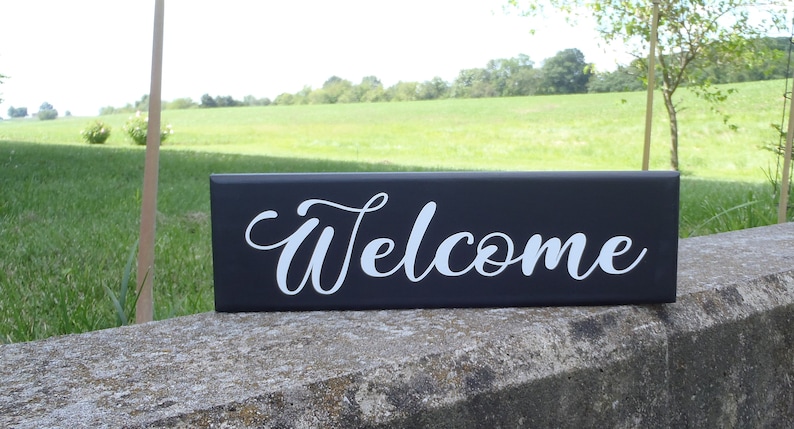 Welcome Modern Door Signage Personalized Front Porch Entrance | Etsy
