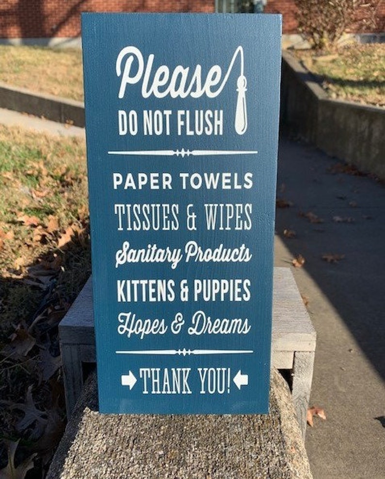 Please Do Not Flush Bathroom Wood Vinyl Cute Sign Wall Decor - Etsy