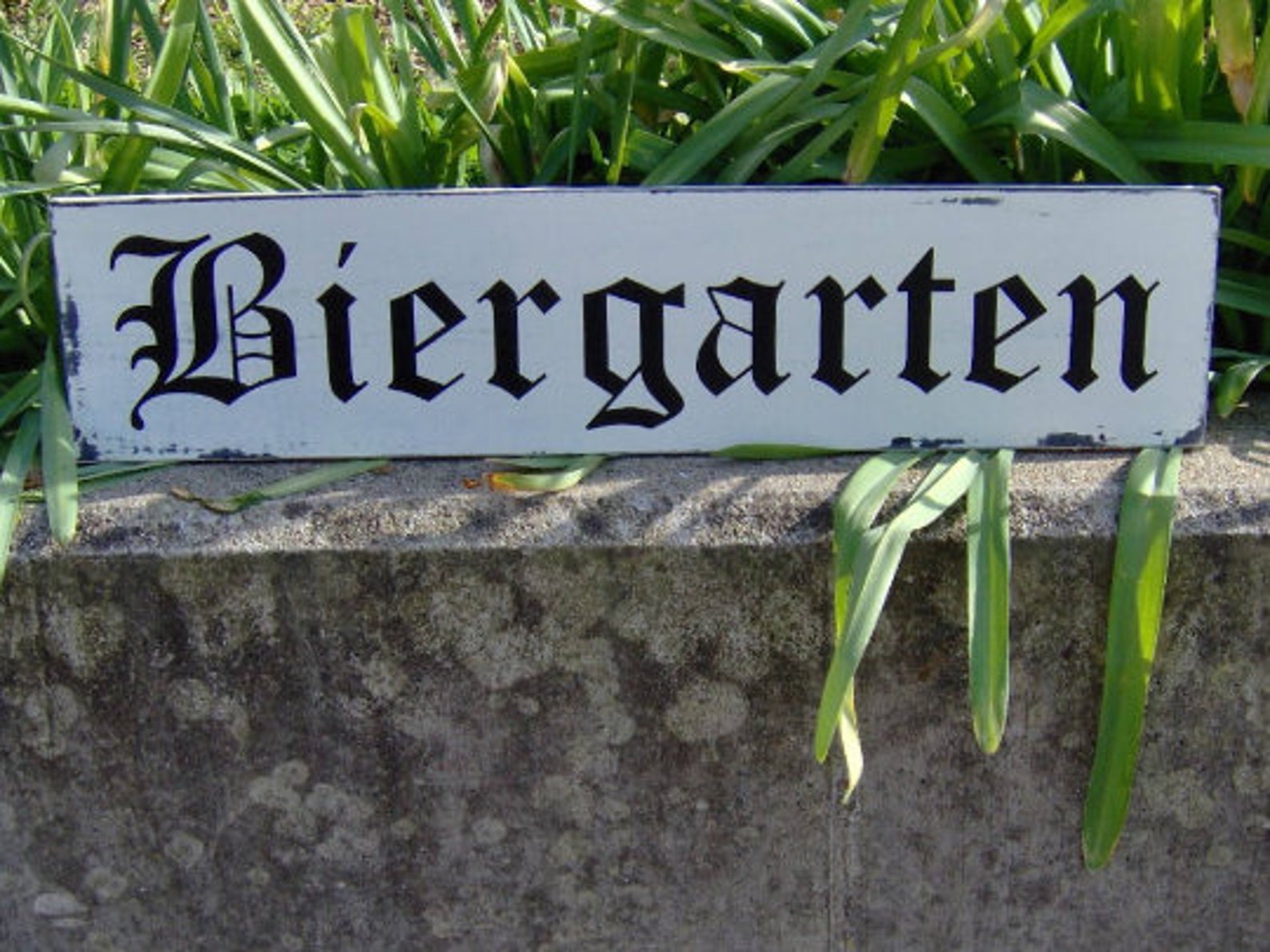 Biergarten Wood Vinyl Sign Farmhouse Distressed Bar Decorations Sign ...