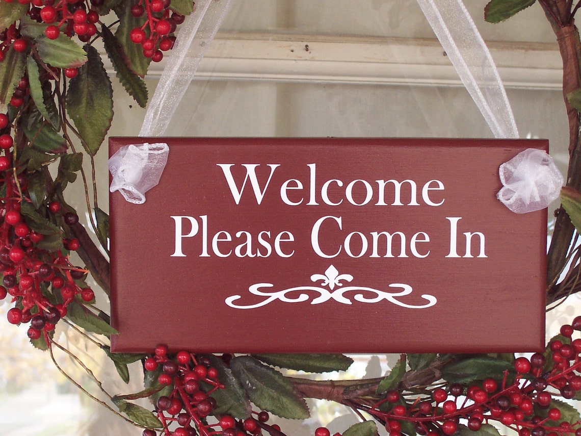 Welcome Sign Please Come in Wood Vinyl Door Signs for Office - Etsy