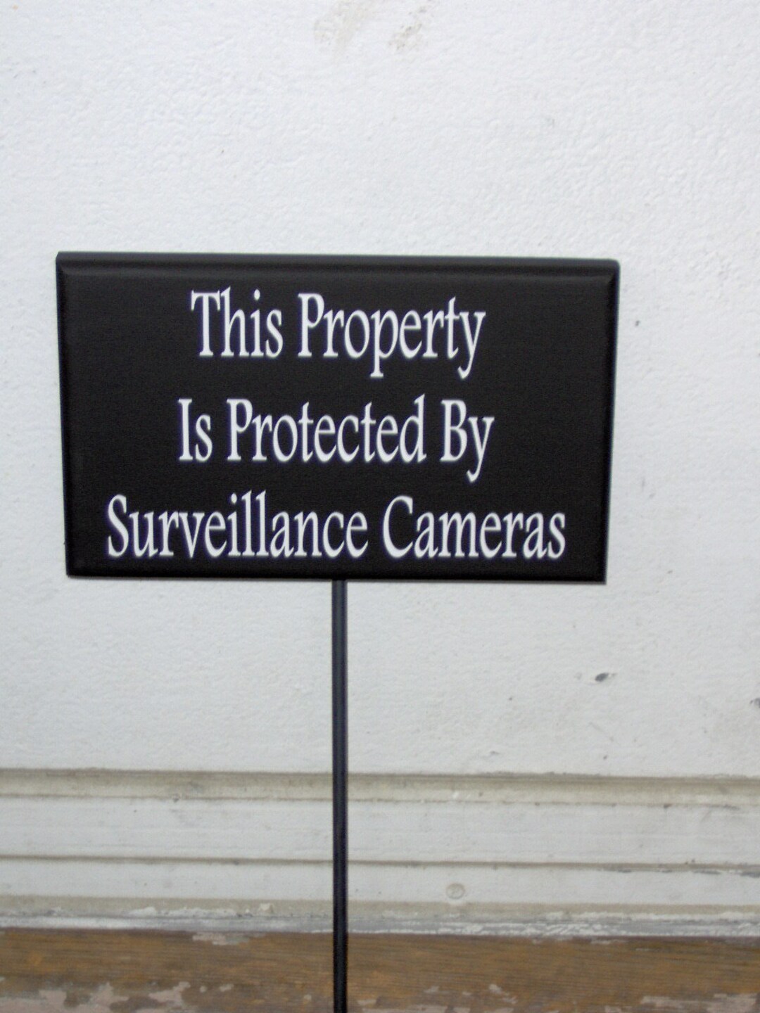 Property Protected Surveillance Cameras Wood Vinyl Security Camera ...