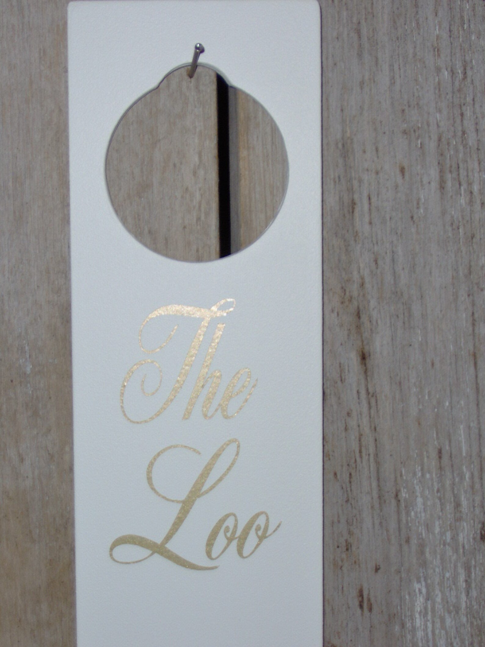 Loo Door Knob Hanger Wood Vinyl Signs for Bathroom Powder Room - Etsy
