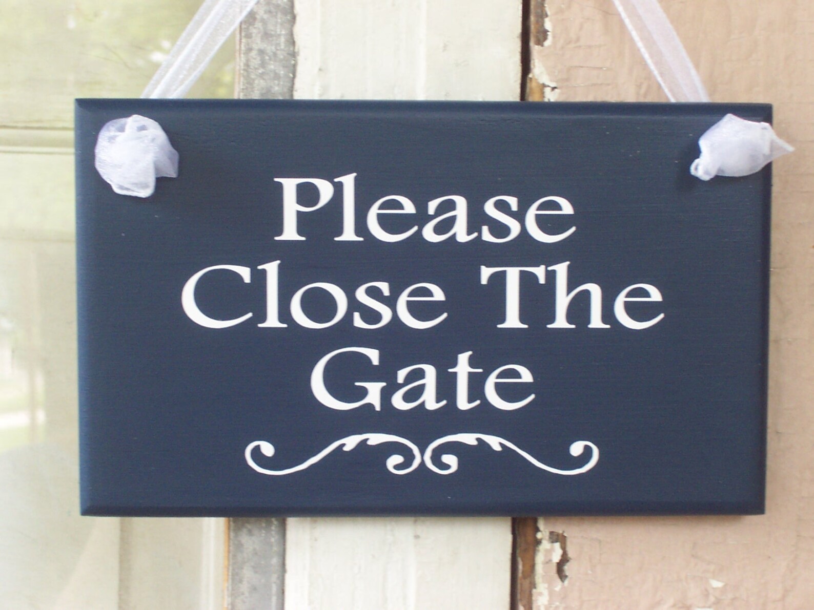 Please Close Gate Wood Vinyl Sign Blue Outdoor Garden Fence | Etsy