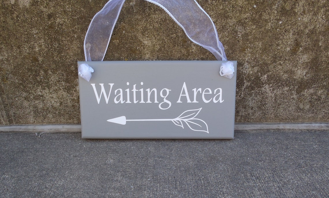 Waiting Area Sign Directional Arrow Wood Vinyl Sign Everyday | Etsy