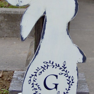 Monogram Bunny Rabbit Easter Rustic Farmhouse Distressed Initial Vine ...