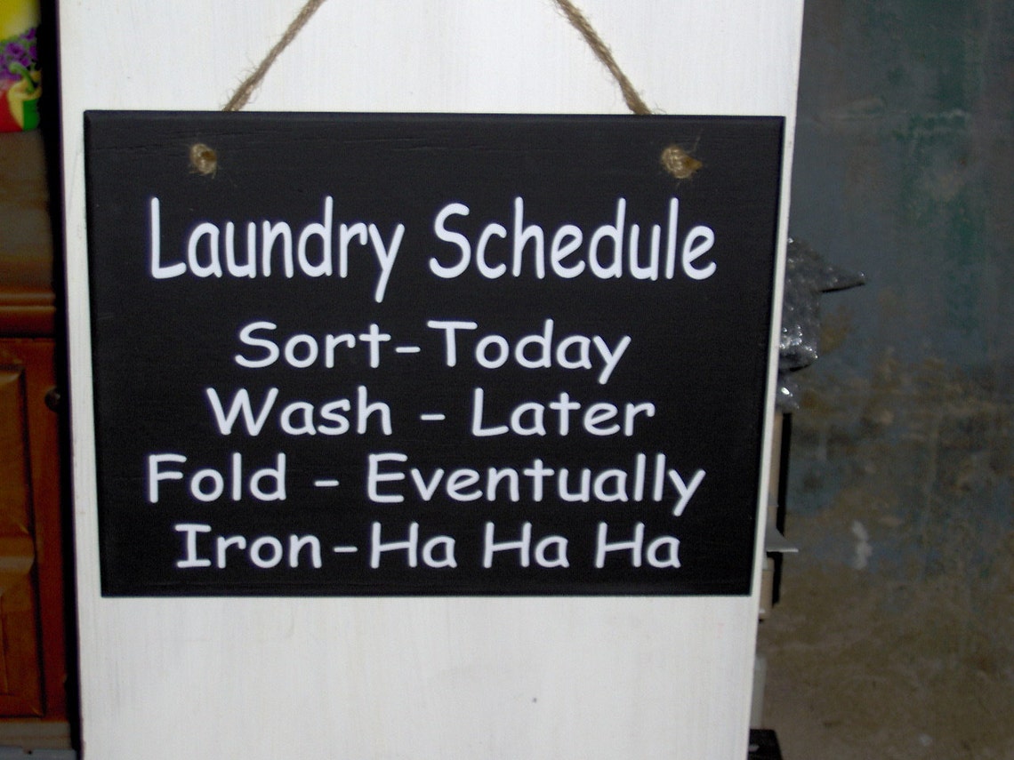Laundry Room Schedule Sort Wash Fold Iron Wood Vinyl Sign | Etsy