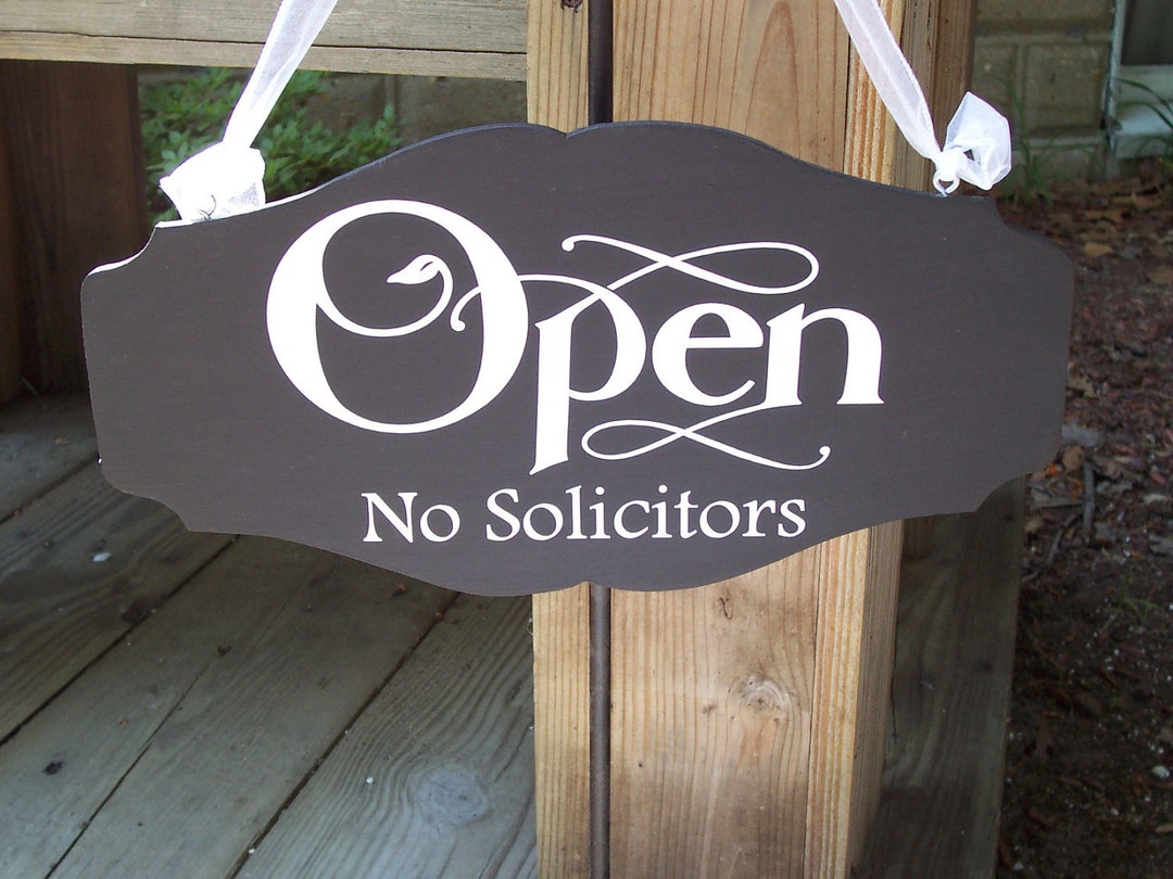 Open Closed No Solicitors Store Wood Vinyl Sign Custom Personalize Home ...