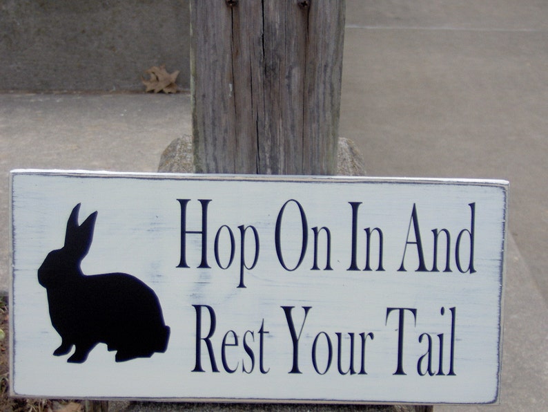 Bunny Rabbit Sign Rabbit Silhouette Hop In Rest Your Tail Wood | Etsy