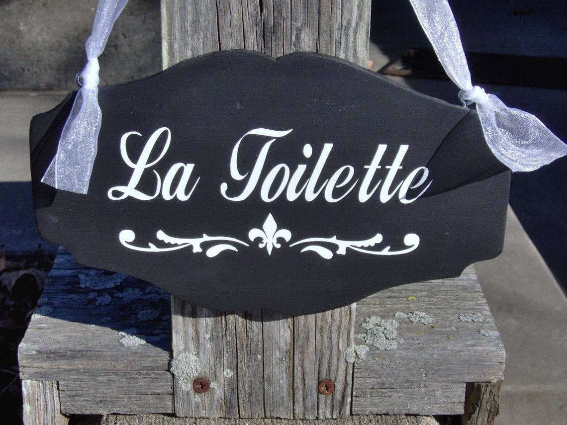 La Toilette Sign Fleur De Lis Wood Vinyl Sign Dressing Table | Etsy