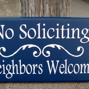 No Soliciting Sign Neighbors Welcome Sign Wood Vinyl Door Sign Privacy ...