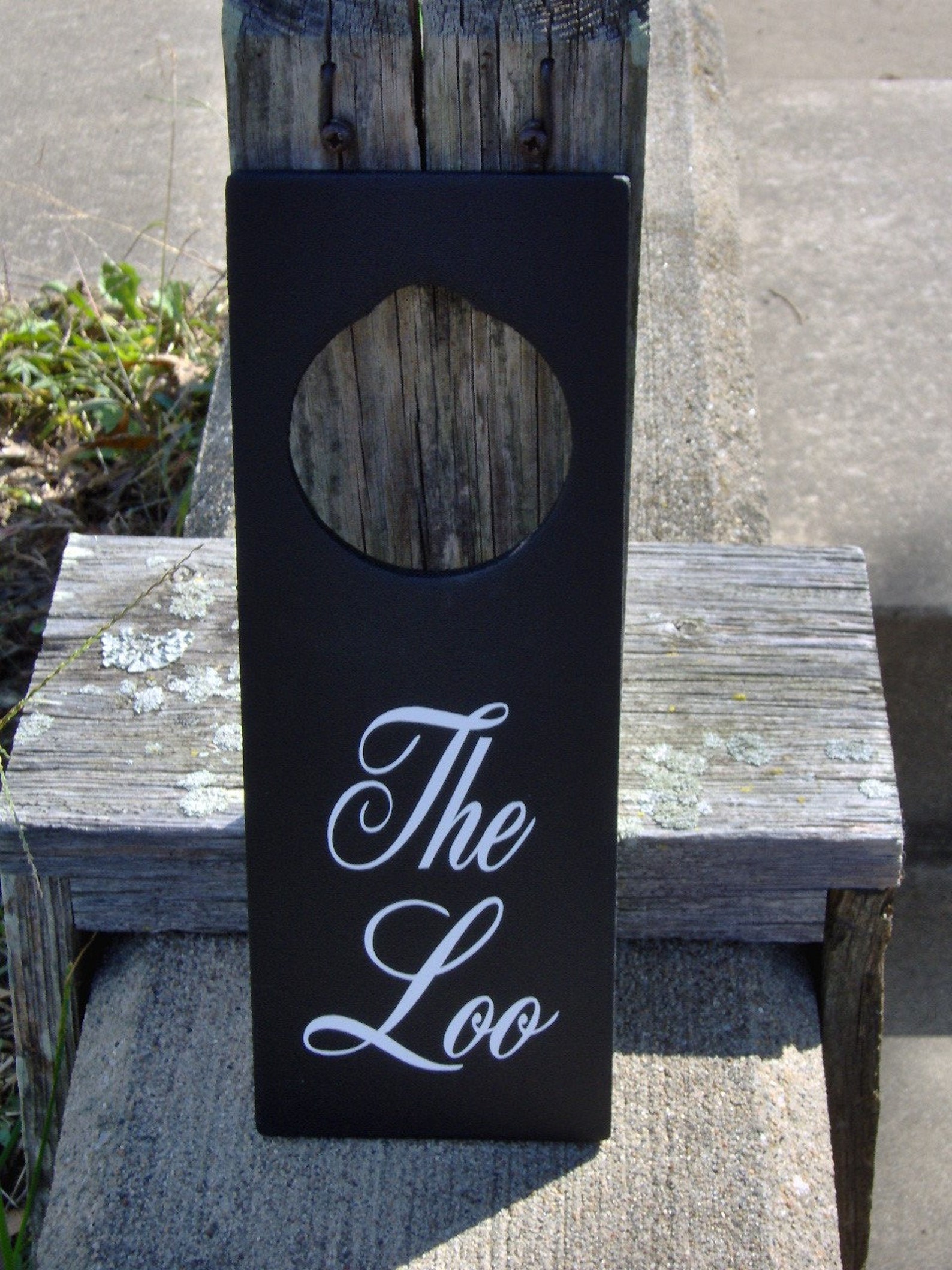 Loo Door Knob Hanger Wood Vinyl Signs for Bathroom Powder Room - Etsy