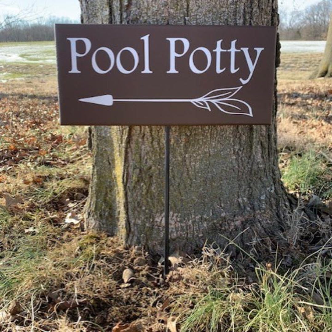Outdoor Pool Potty Sign With Arrow – Restroom Directional Yard Stake ...
