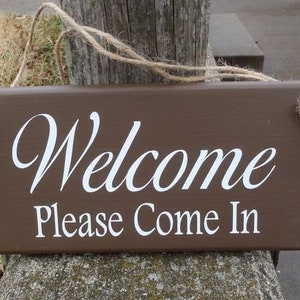 Welcome Please Come in Wood Sign Vinyl Entryway Office Sign Business ...