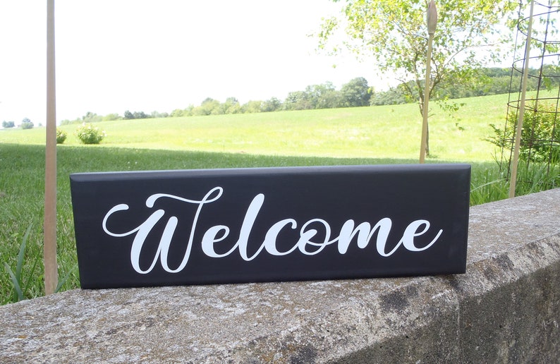 Welcome Modern Door Signage Personalized Front Porch Entrance | Etsy
