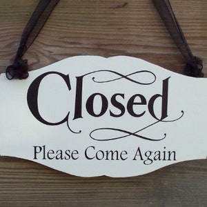 Open Welcome Closed Please Come Again Wood Vinyl Sign Business Signs ...