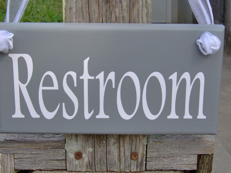 Restroom Sign Wood Vinyl Sign Powder Room Bathroom Sign Decor - Etsy