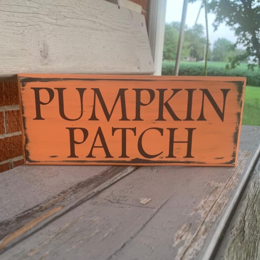 Pumpkin Patch Primitive Signs Fall Porch Decor Hanger Prim Rustic Decor ...