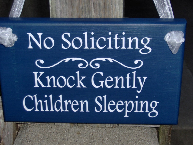 No Soliciting Knock Gently Babies Sleeping Wood Vinyl Sign New | Etsy