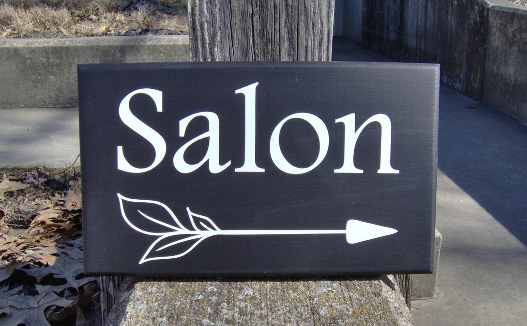 Salon Directional Arrow Sign Wooden Vinyl Signs Wall Decor Outdoor ...