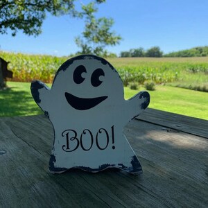 Ghost Halloween Decorations Ghost Boo Sign Handcrafted Wood Ornament ...