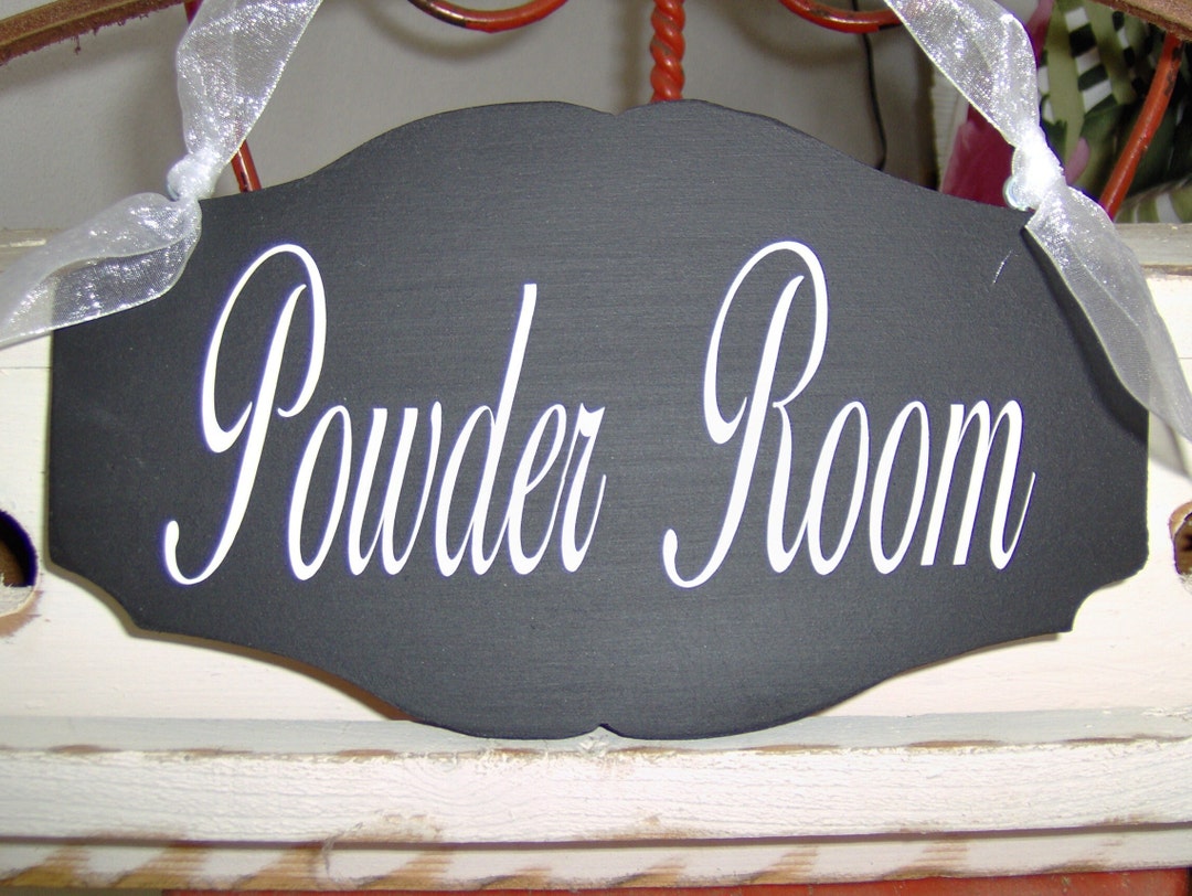 Decor for the Bathroom Powder Room Sign Directional Bath Door Hanger ...