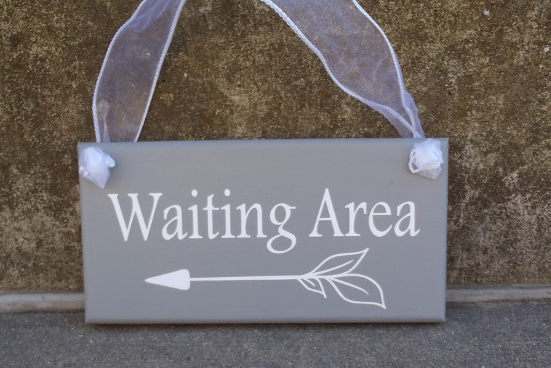 Waiting Area Sign Directional Arrow Wood Vinyl Sign Everyday - Etsy