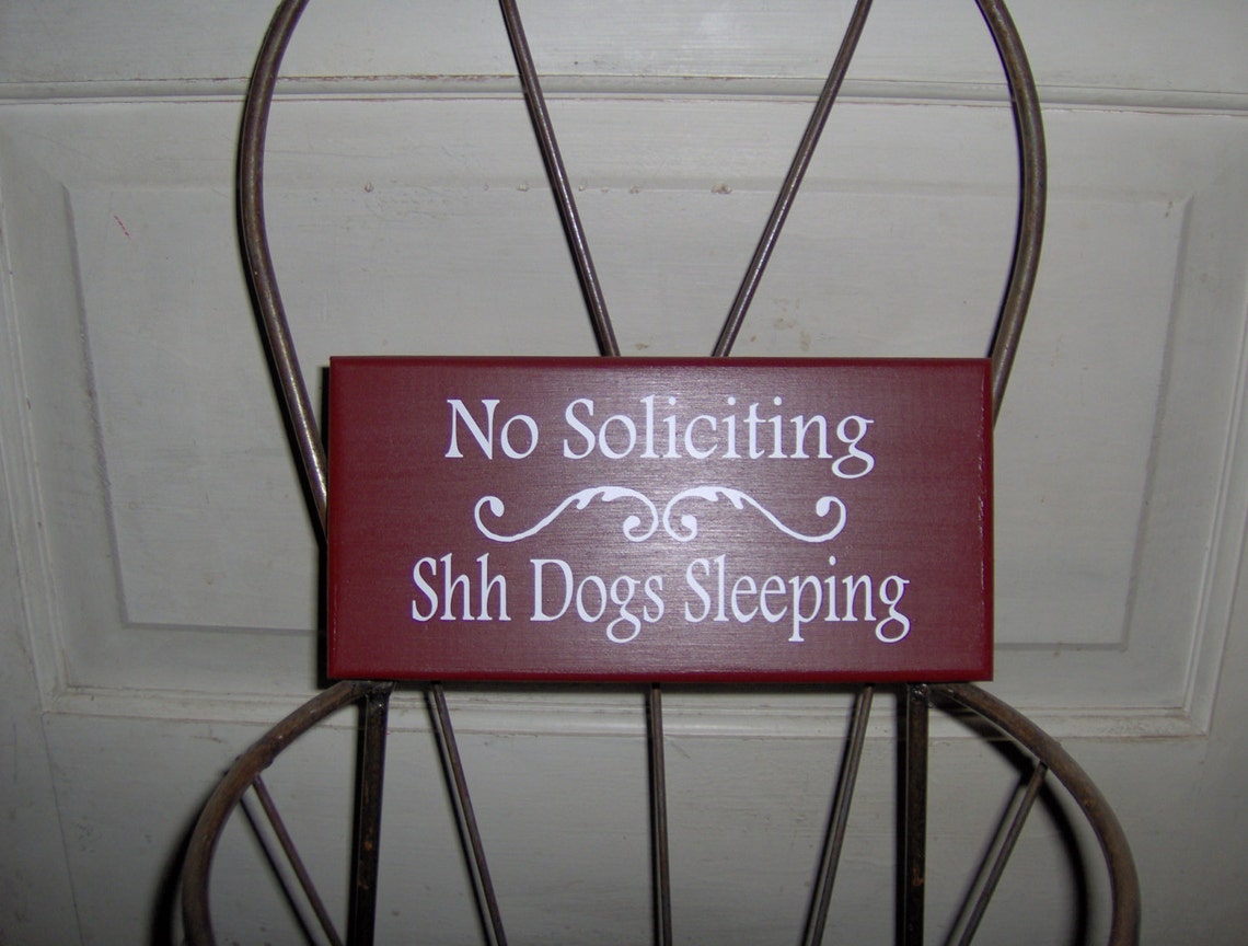 No Soliciting Shh Dogs Sleeping Wood Sign Vinyl Guard Dog Sign | Etsy