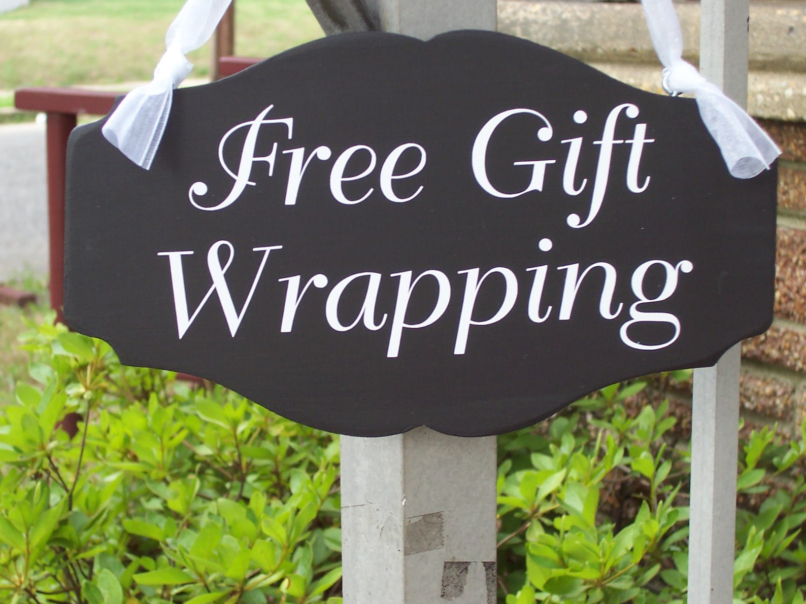 Free Gift Wrapping Shop Wood Vinyl Sign Stores Holiday | Etsy